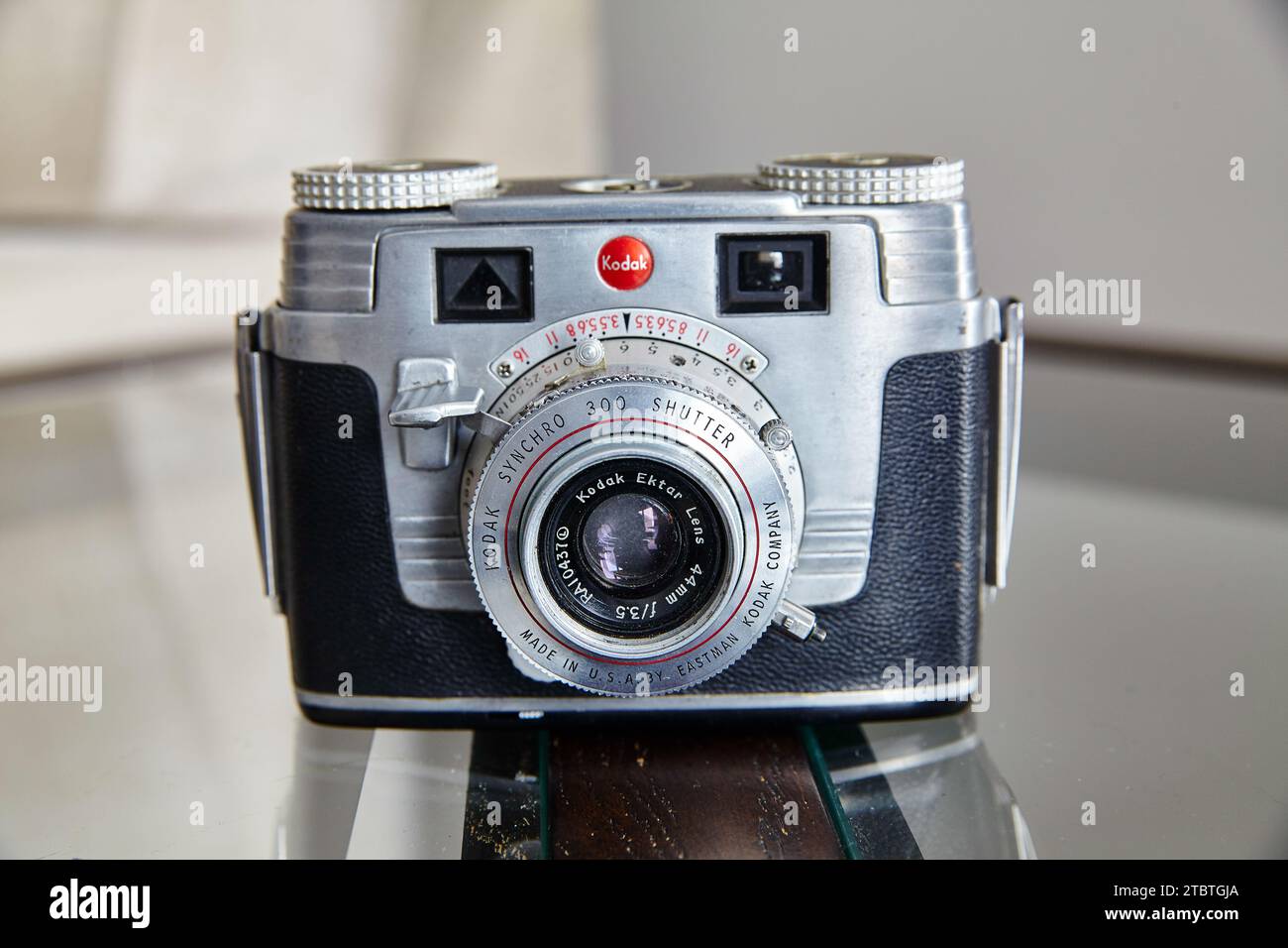 Vintage Kodak Film Camera on Reflective Surface with Detail Focus Stock ...