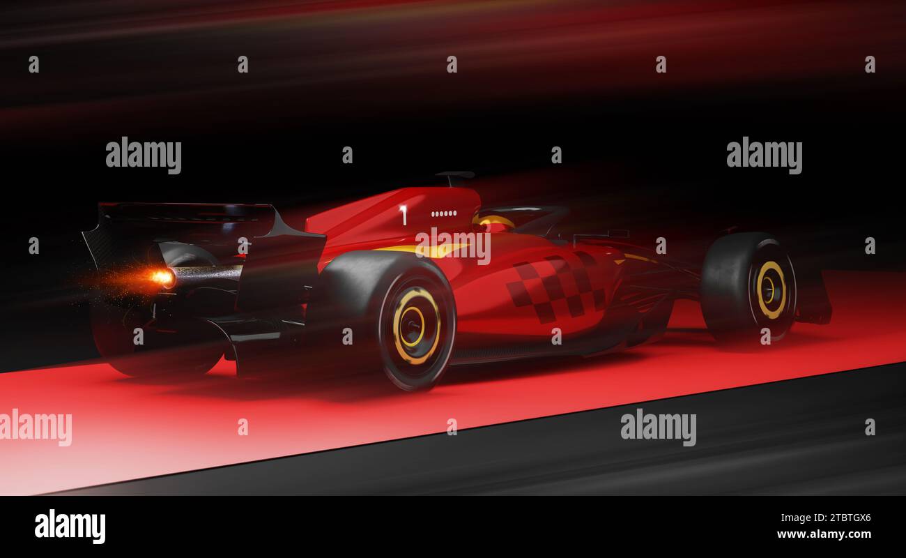 Formula one race car on dark background without any branding - 3D ...