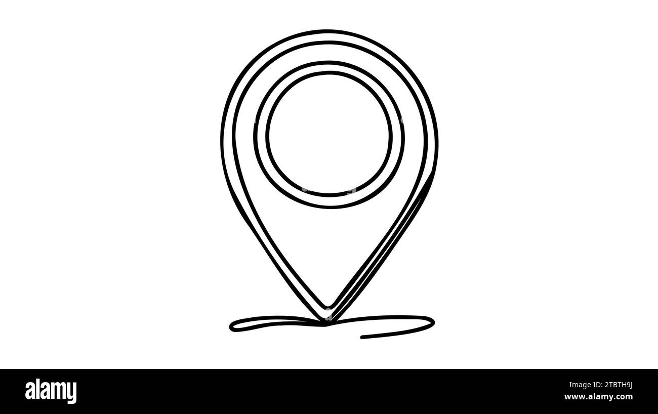 Location pointer continuous one line drawing. GPS navigation line route mark. Vector ...