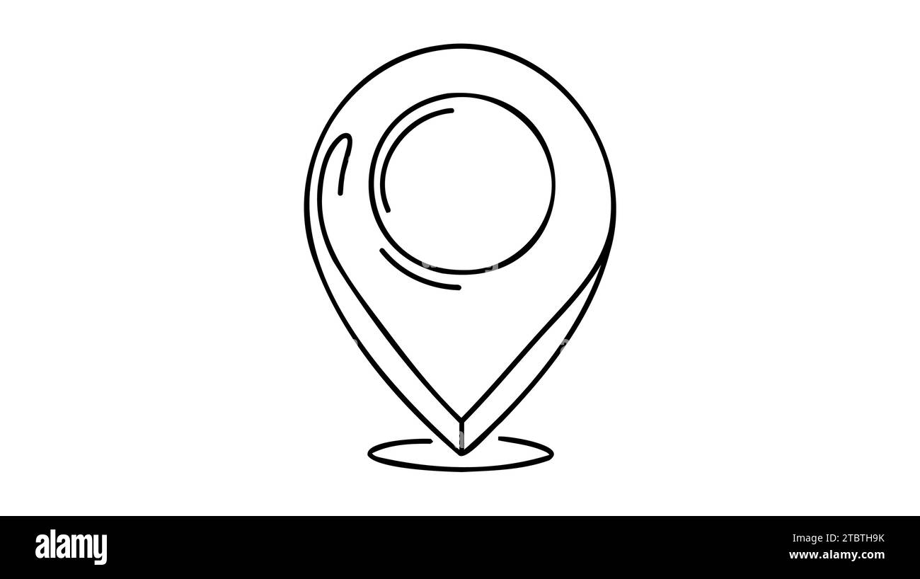 Location pointer continuous one line drawing. GPS navigation line route ...