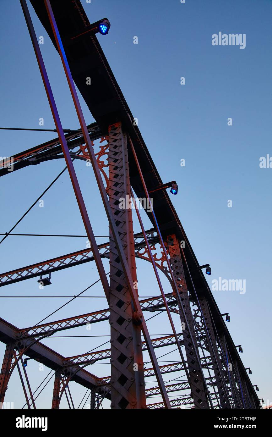 Twilight Steel Bridge Geometry in Fort Wayne, Indiana Stock Photo - Alamy