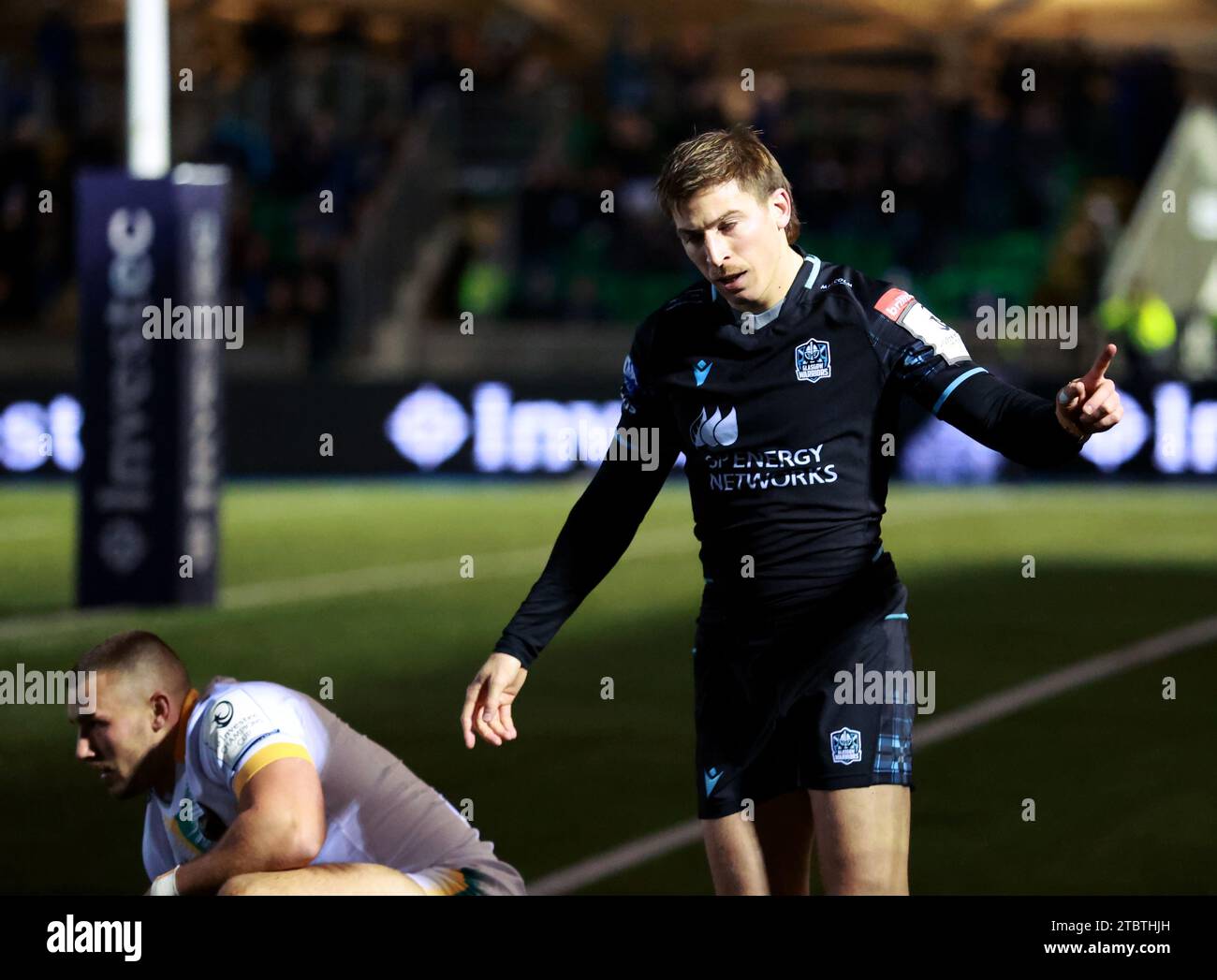 Glasgow Warriors' Sebastian Cancelliere celebrates after scoring their ...