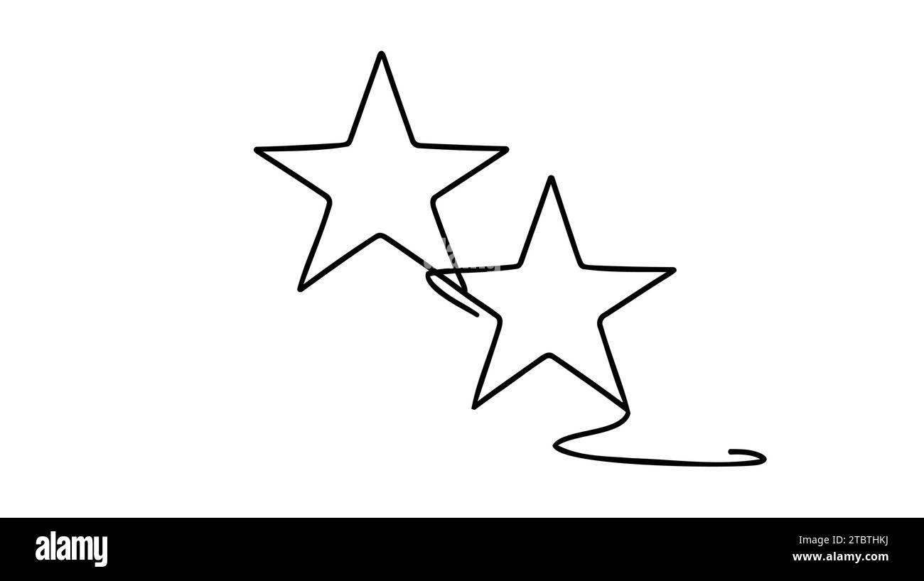 Hand draw doodle of two stars illustration in continuous line arts ...