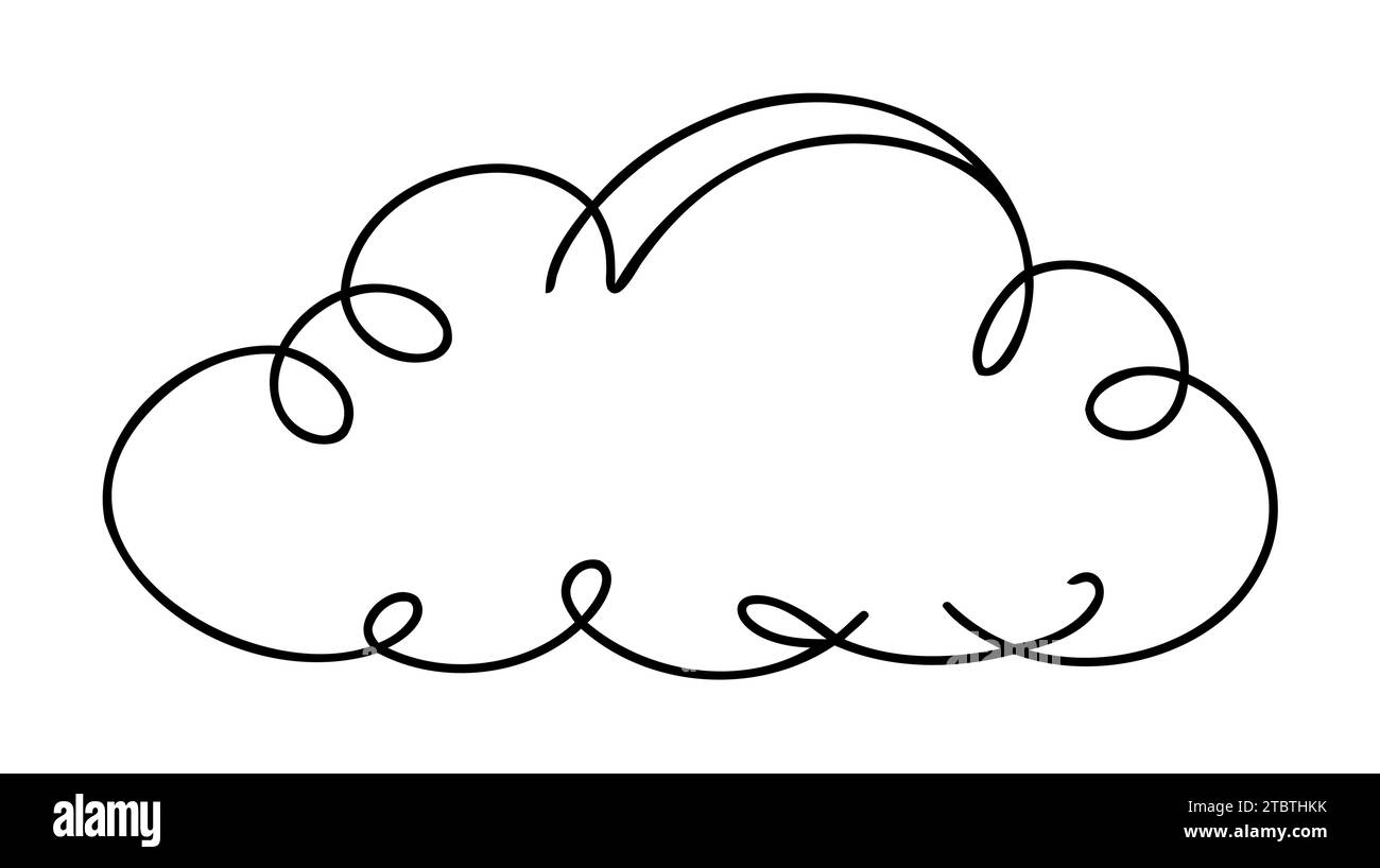 Continuous one line drawing. Cloud on white background. Vector ...