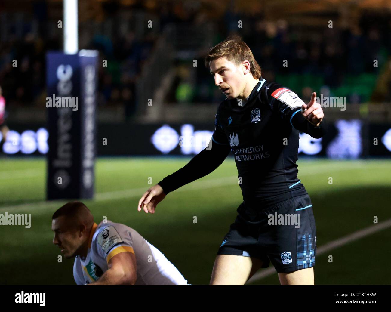 Glasgow Warriors' Sebastian Cancelliere celebrates after scoring their ...