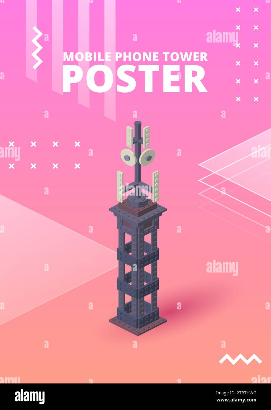 Mobile phone tower poster for print and design. Vector illustration ...
