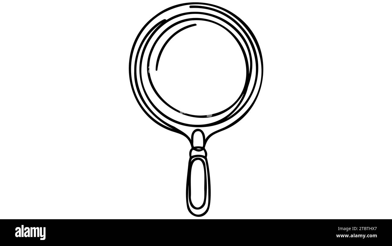 One continuous line illustration of magnifying glass. Continuous line ...