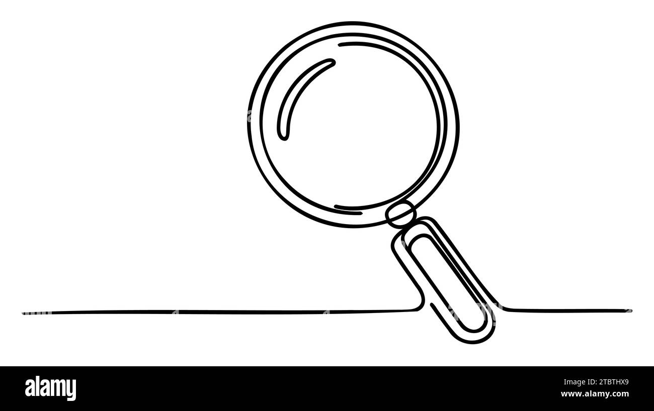 One continuous line illustration of magnifying glass. Continuous line ...
