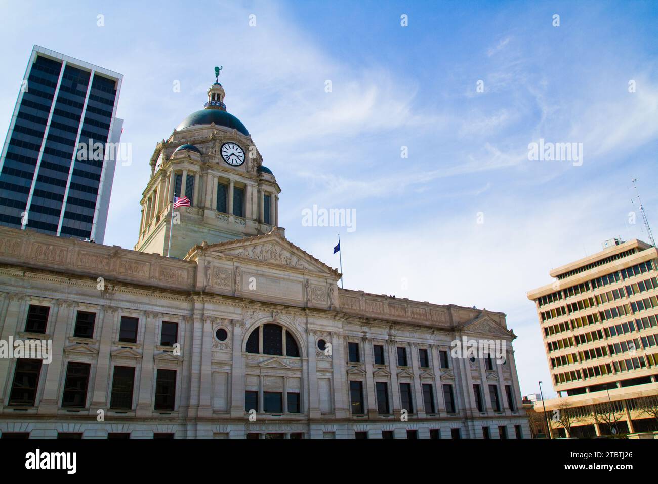 Historic Courthouse and Modern Skyscrapers in Downtown Fort Wayne ...