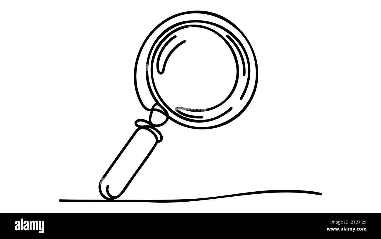 One continuous line illustration of magnifying glass. Continuous line ...