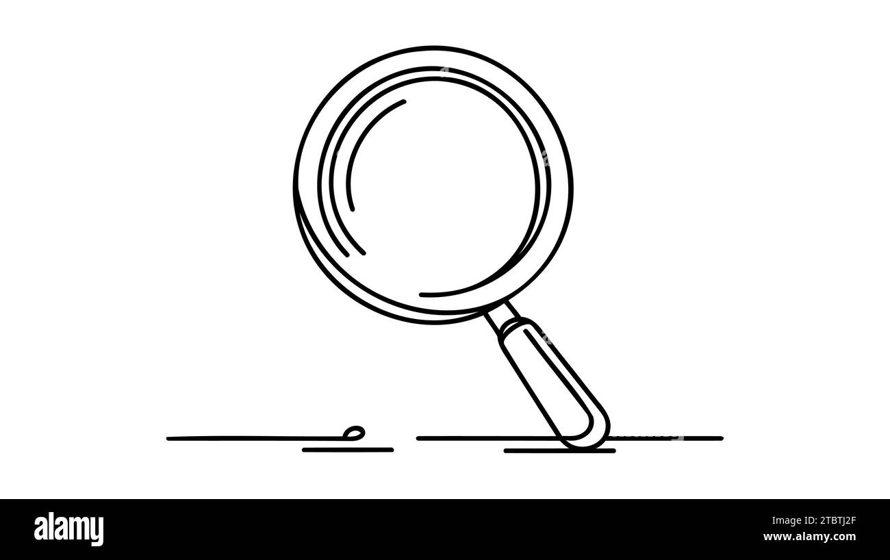 One continuous line illustration of magnifying glass. Continuous line ...