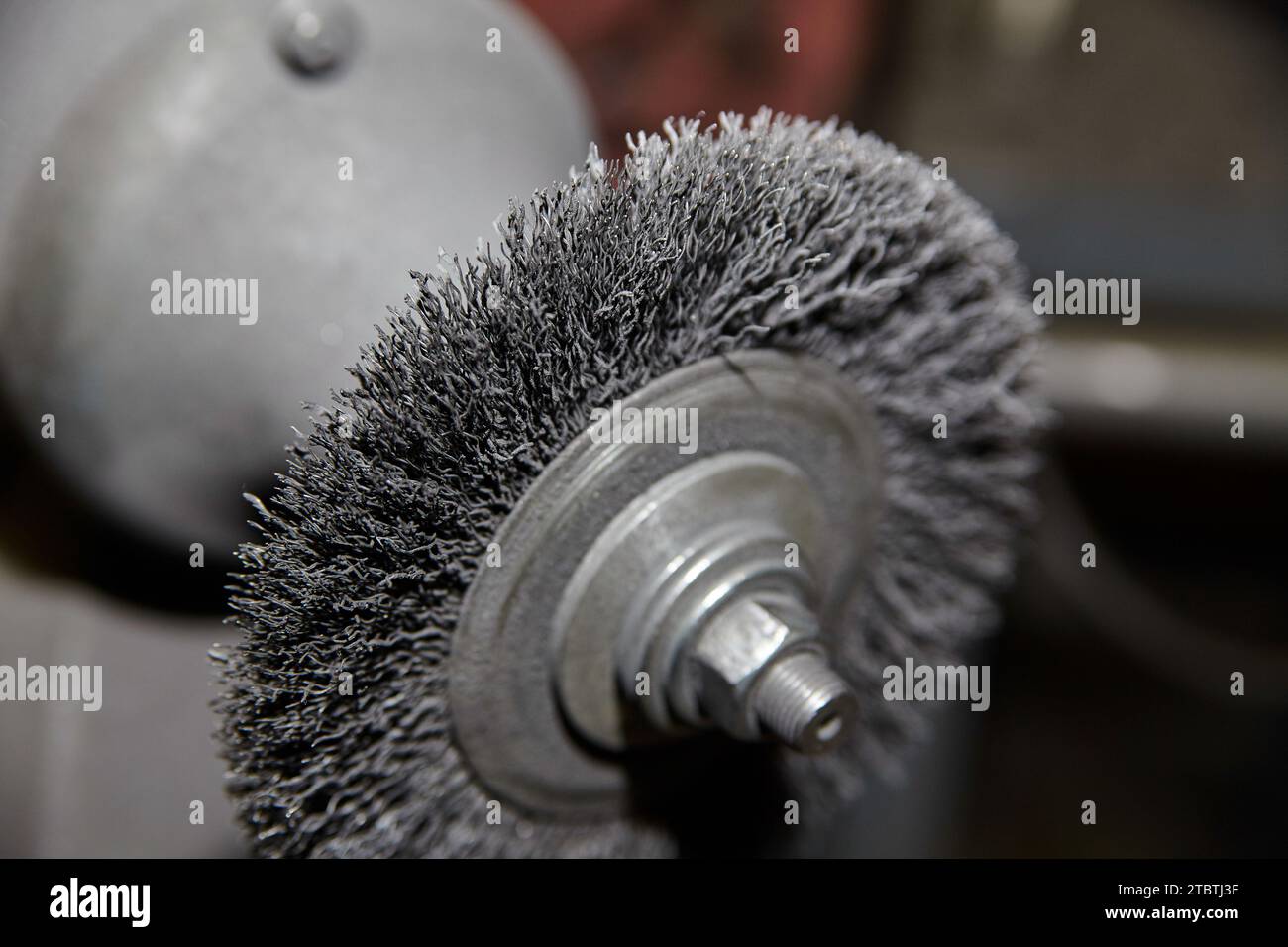 Wire Brush in Industrial Setting for Metalworking Close-Up Stock Photo ...