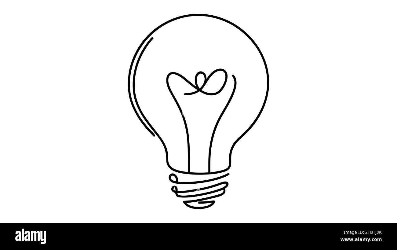 Continuous one line drawing bulb lamp vector illustration minimalism ...