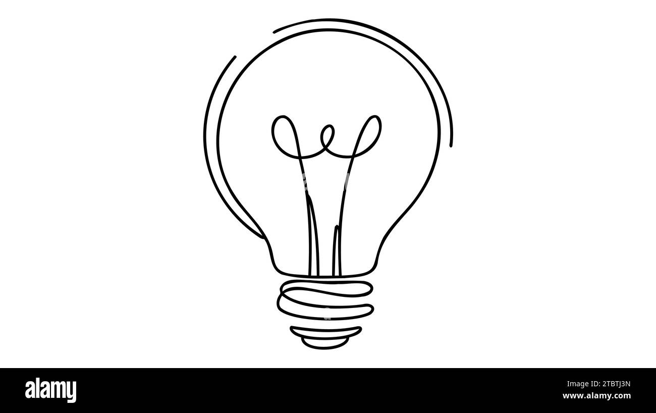 Continuous one line drawing bulb lamp vector illustration minimalism ...