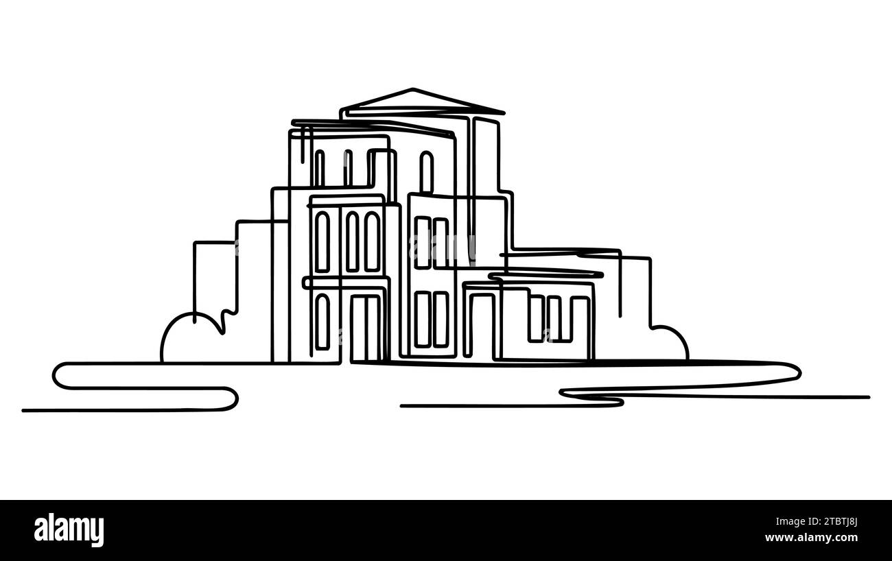 Single continuous one line art city building construction. Architecture ...