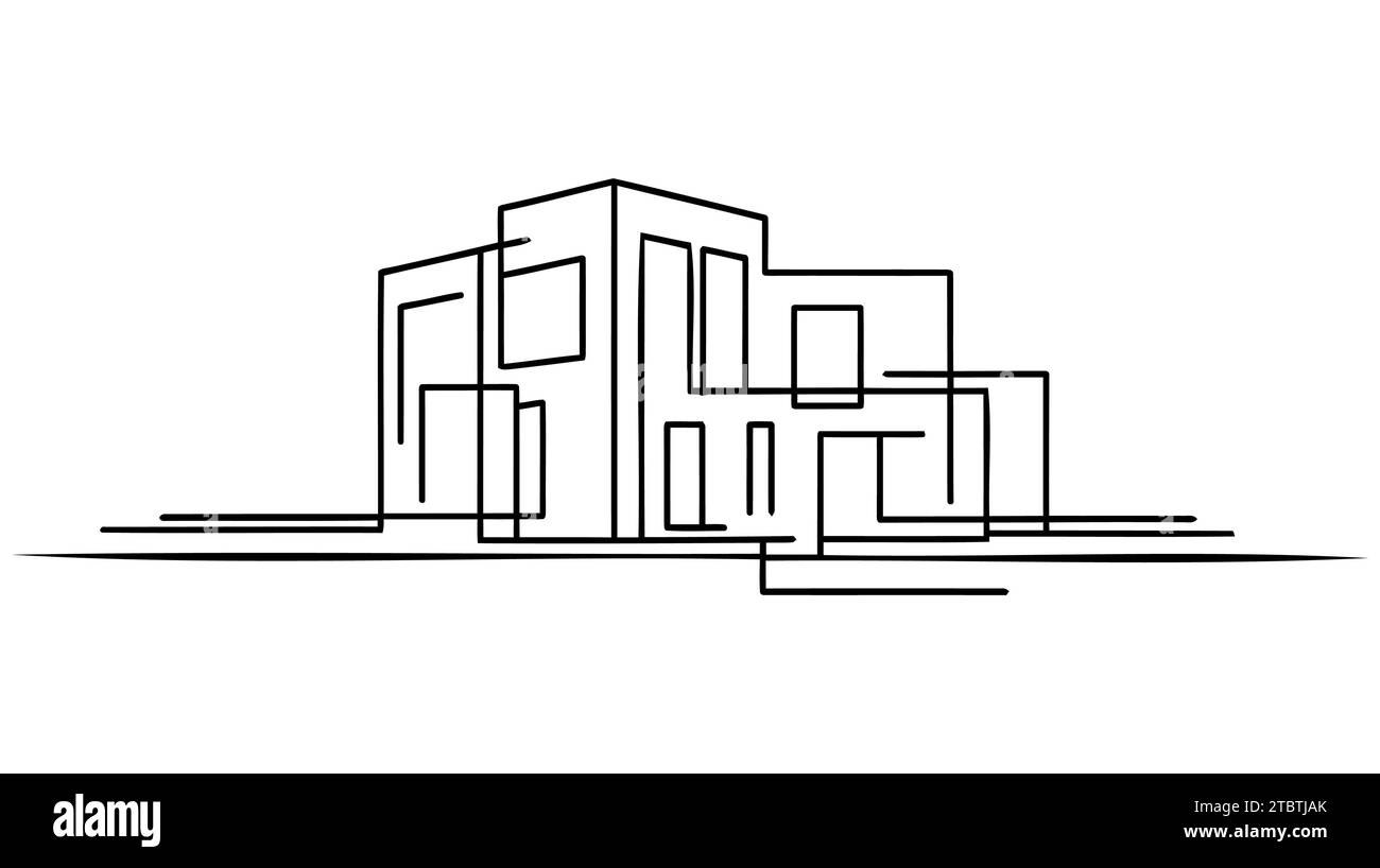 Single continuous one line art city building construction. Architecture ...