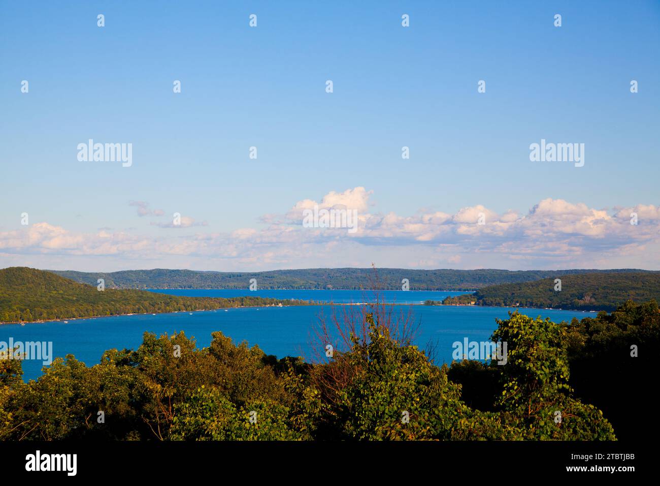 Serene Daylight View of Blue Lake and Lush Hills from Elevated ...