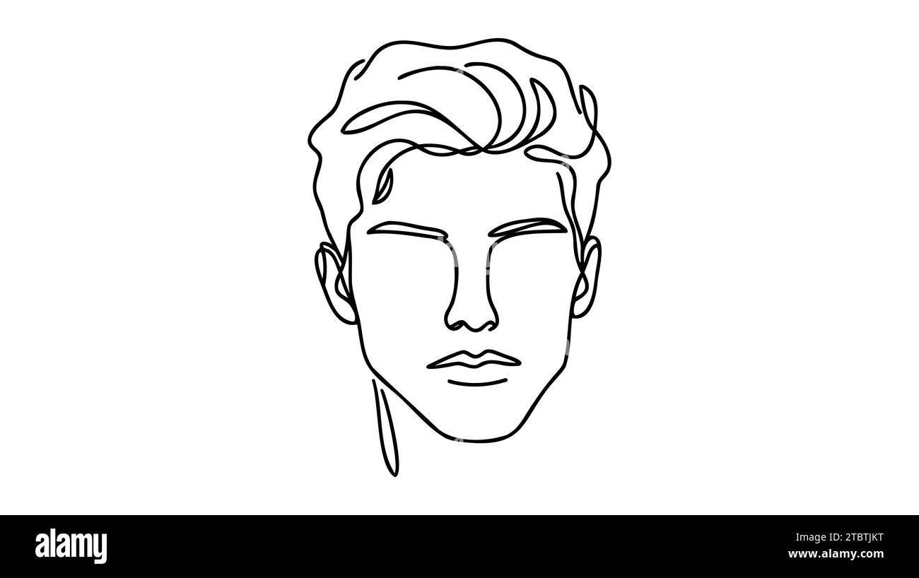 Continuous Line Drawing Of Man Profile Abstract Man Face Minimalistic Beauty Concept Vector