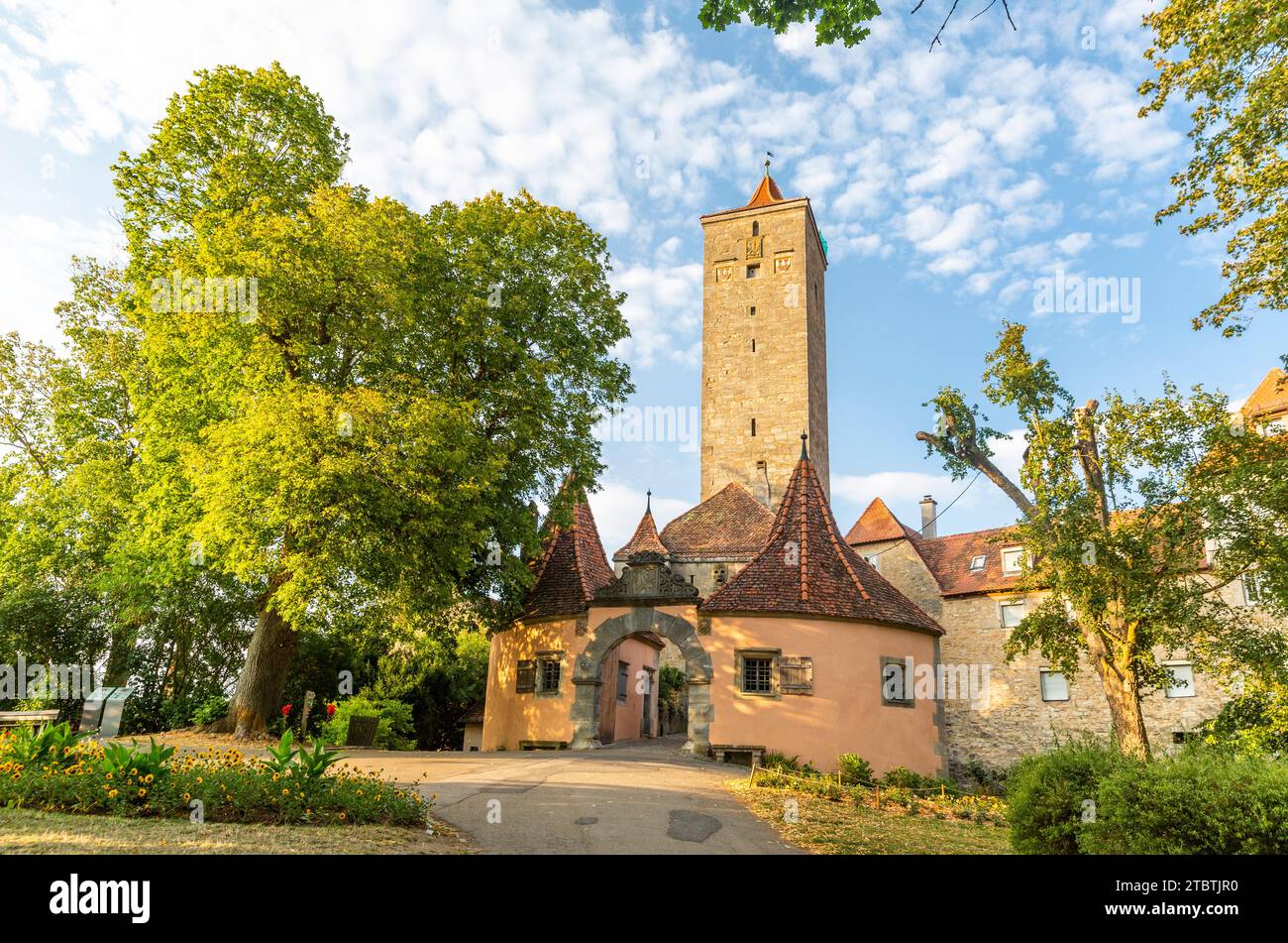 Castle gate and castle garden in rothenburg ob der tauber hi-res stock ...