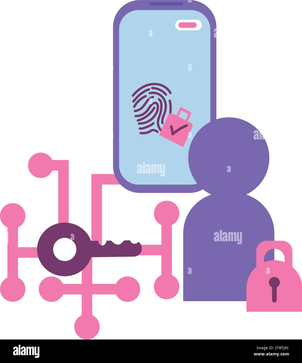 data security illustration of phone users vector isolated Stock Vector ...