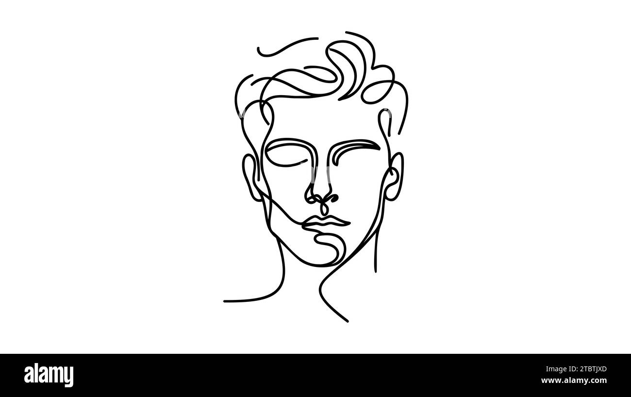 Continuous Line Drawing of Man Profile. Abstract Man Face Minimalistic ...