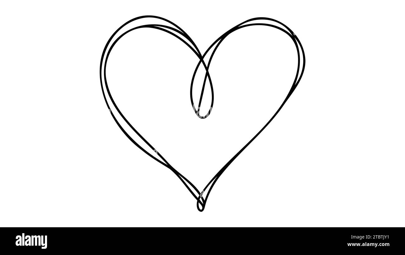 Continuous line drawing of heart. Heart one line icon. One line drawing ...