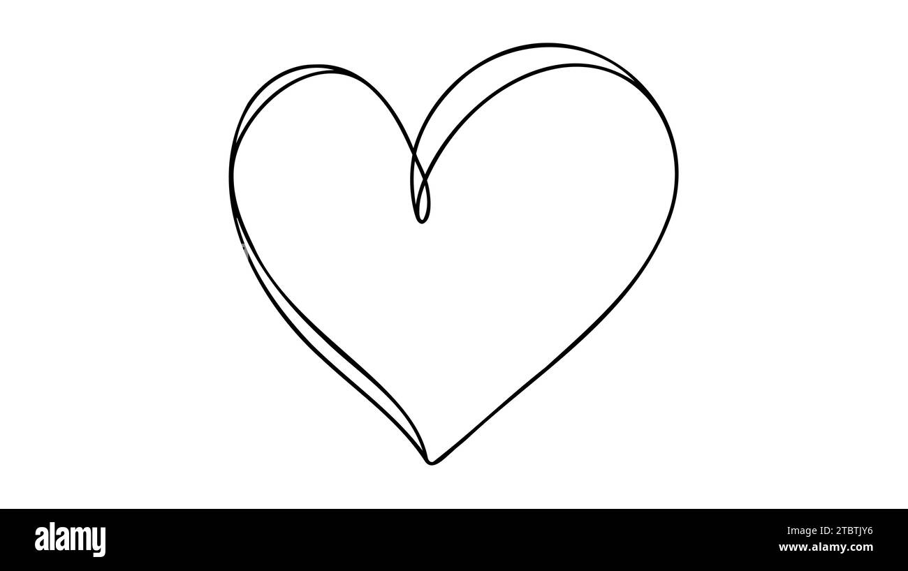 Continuous line drawing of heart. Heart one line icon. One line drawing ...
