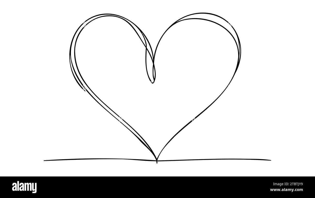 Continuous line drawing of heart. Heart one line icon. One line drawing ...
