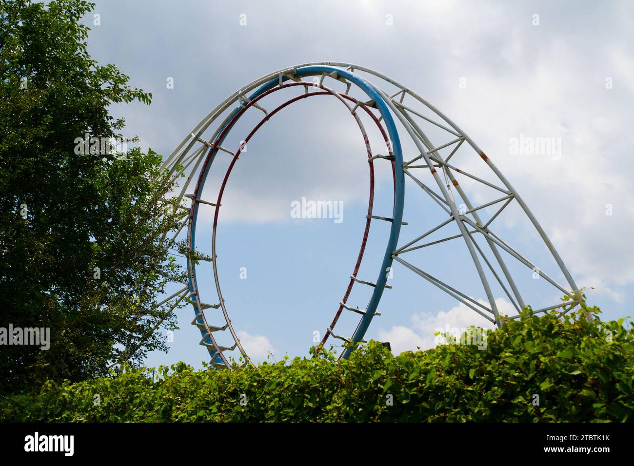 Thrilling Roller Coaster Loop in Abandoned Indiana Amusement Park Stock ...