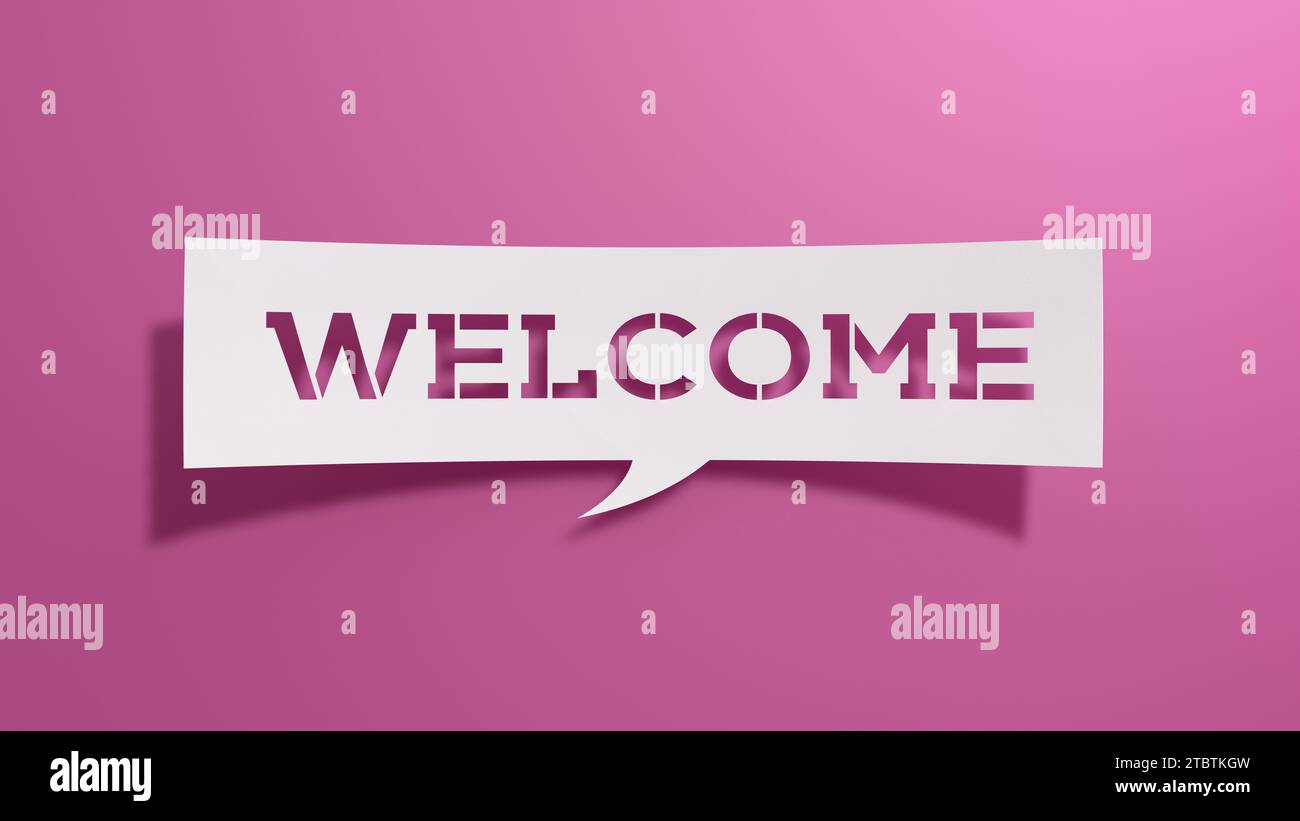 Welcome - Speech Bubble. Minimalist Abstract Design With White Cut Out ...