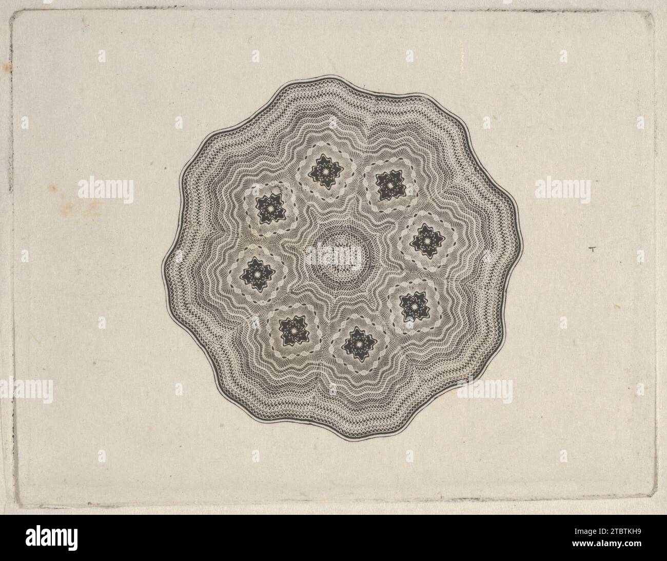 Banknote motif: rounded ornamental lathe work design with a wavy edge ...