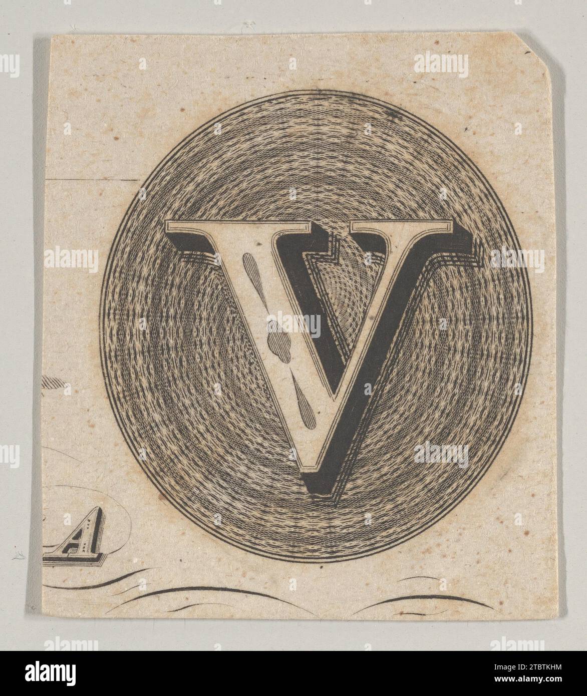 Banknote motif: capital V within an oval containing basket-like lathe ...