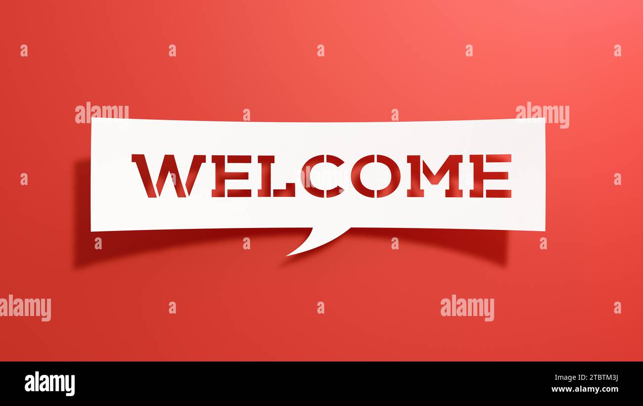 Welcome - Speech Bubble. Minimalist Abstract Design With White Cut Out ...