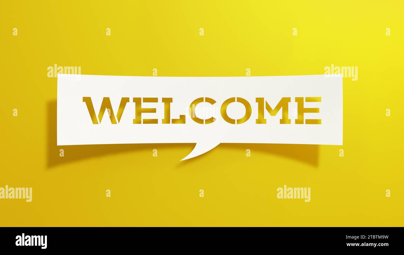 Welcome - Speech Bubble. Minimalist Abstract Design With White Cut Out ...