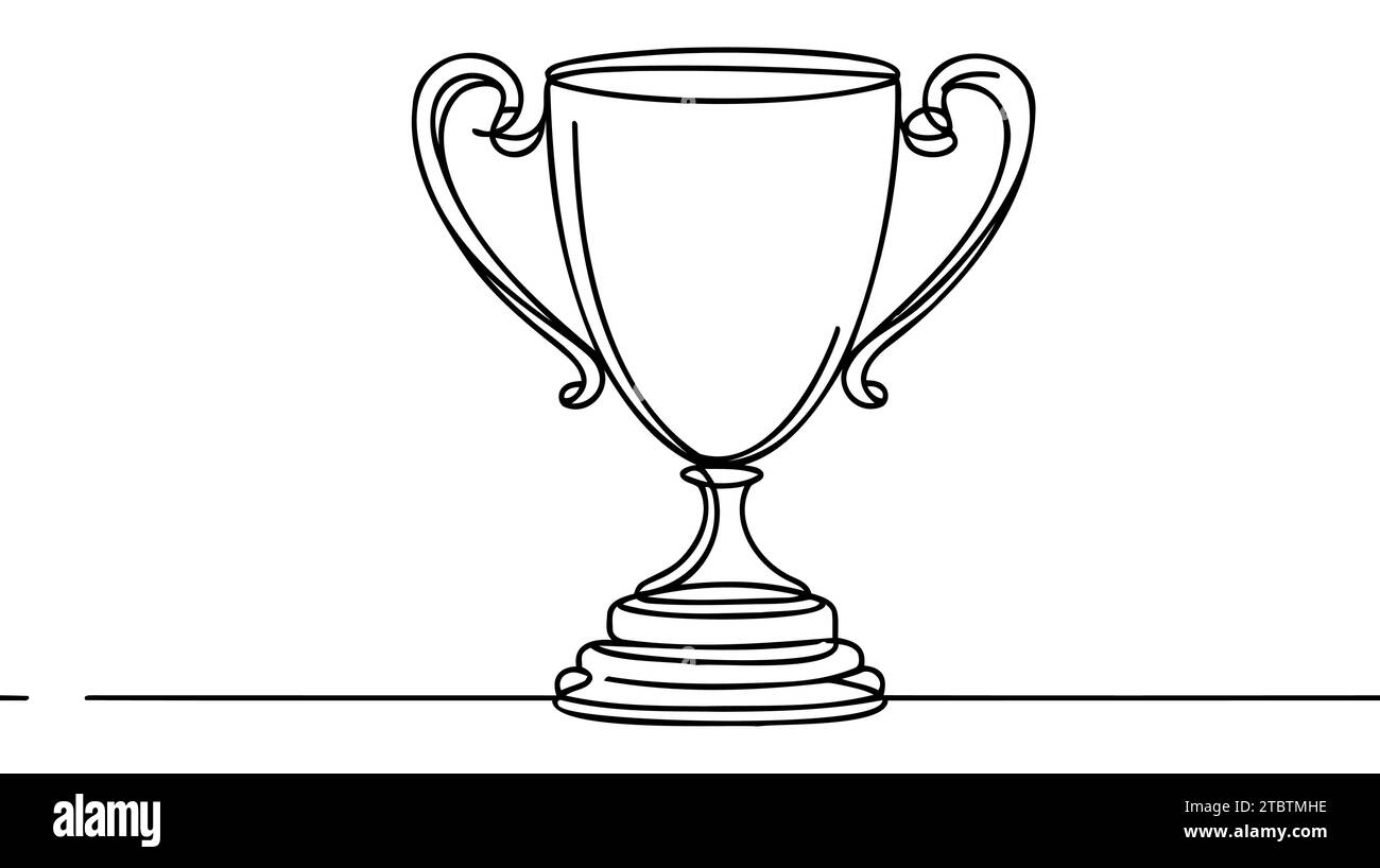 Continuous one line drawing of trophy cup competition. Trophy cup line ...