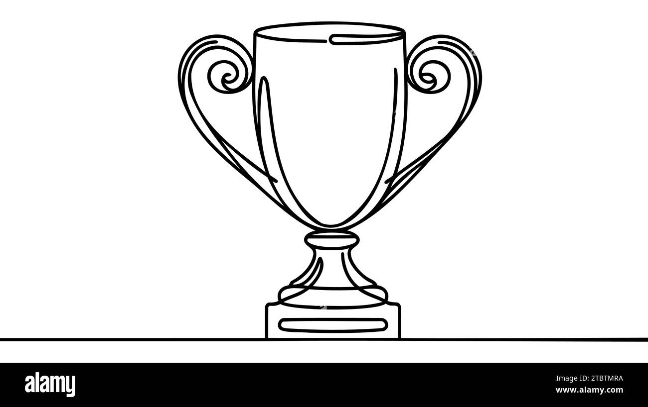 Continuous one line drawing of trophy cup competition. Trophy cup line ...