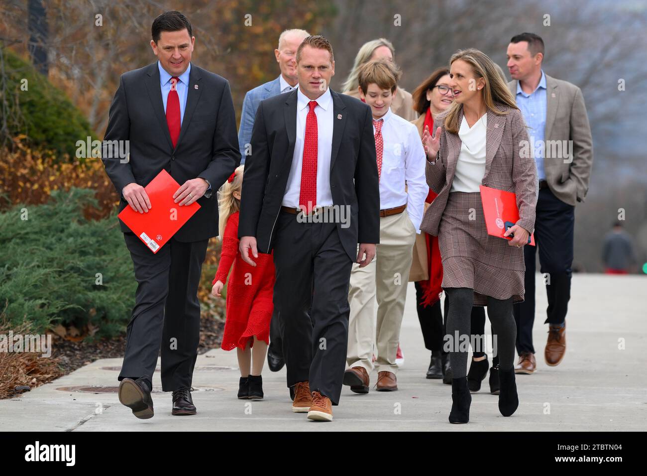 December 08, 2023: Cornell Big Red head coach Dan Swanstrom (center ...