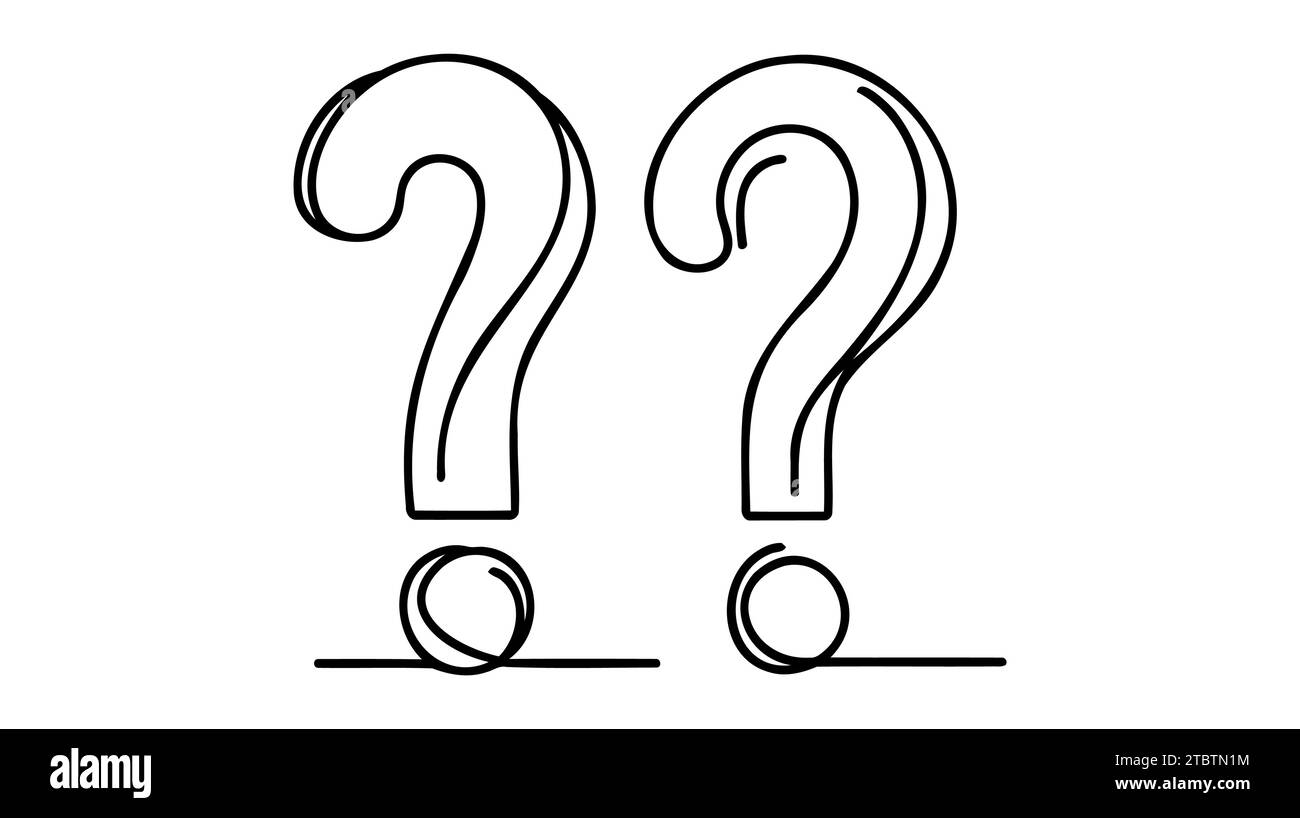 Question mark linear background. One continuous drawing of a question ...