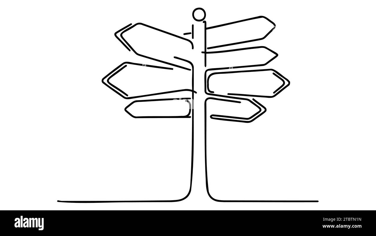 Road direction sign arrows isolated on white background. Continuous one ...