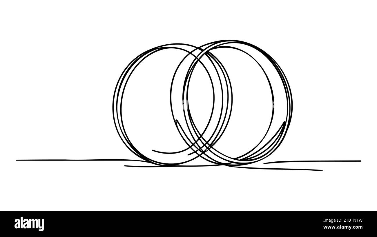 One continuous line drawing of Wedding rings. Romantic elegance concept ...