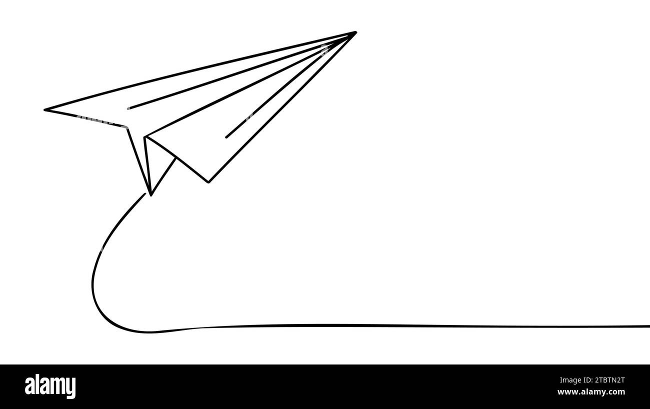 Continuous line paper plane, airplane vector art background. Abstract ...