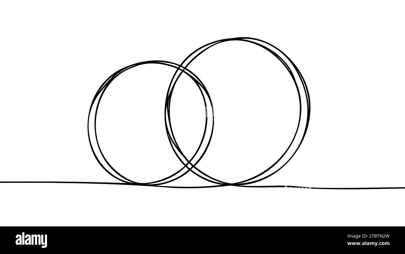 One continuous line drawing of Wedding rings. Romantic elegance concept ...