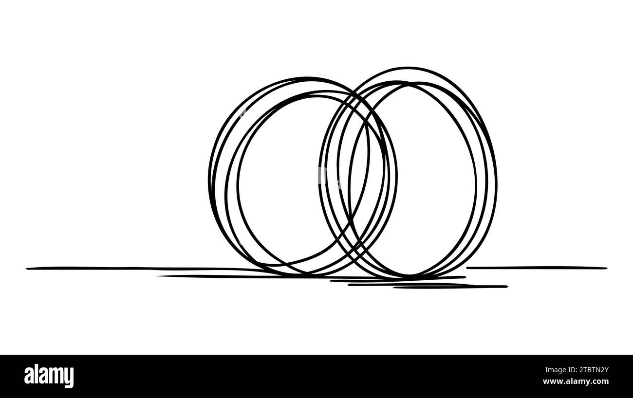 One continuous line drawing of Wedding rings. Romantic elegance concept ...