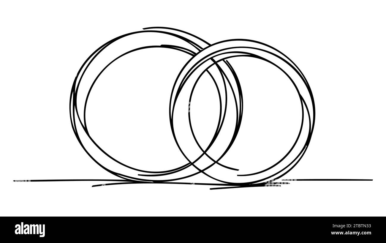 One continuous line drawing of Wedding rings. Romantic elegance concept ...