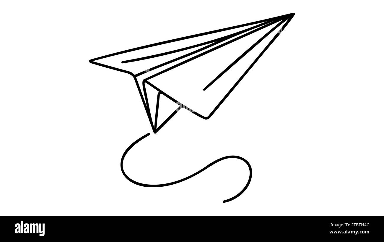 Continuous line paper plane, airplane vector art background. Abstract ...