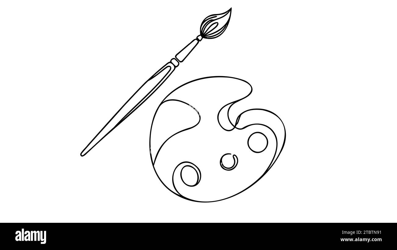 Artist palette line drawing Black and White Stock Photos & Images - Alamy