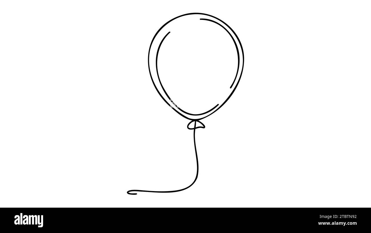Single continuous line art balloon. Holiday festive present gift ...
