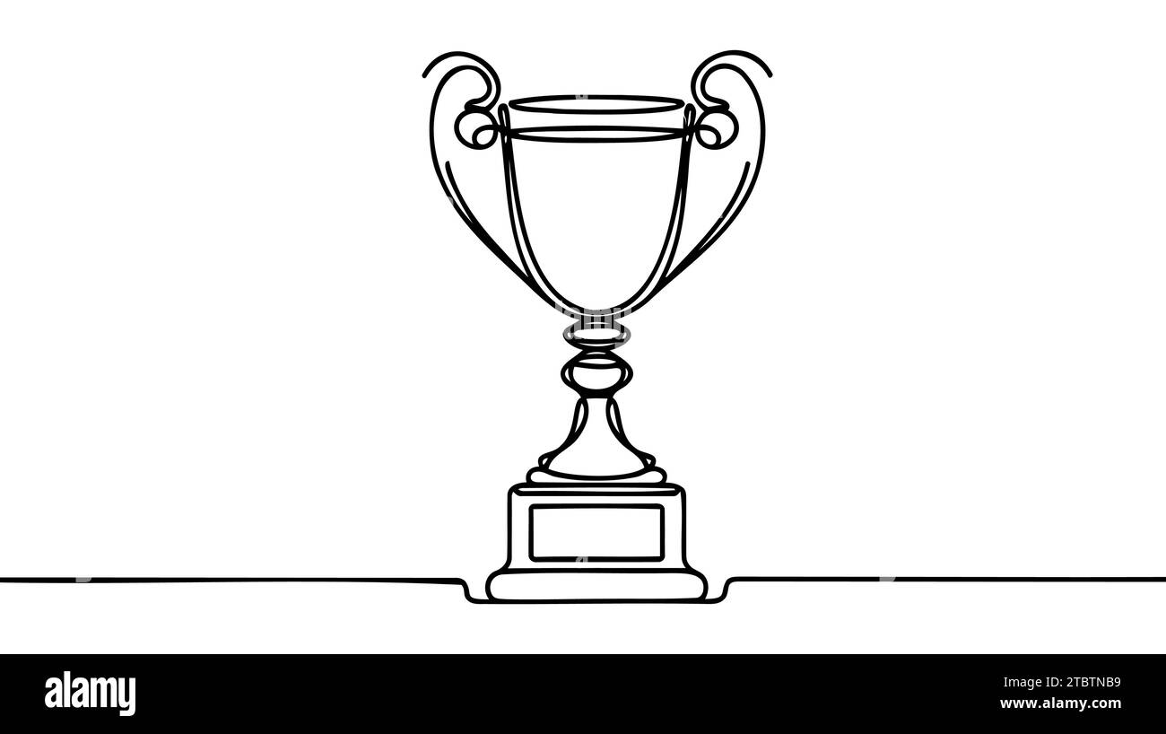 Continuous one line drawing of trophy cup competition. Trophy cup line ...