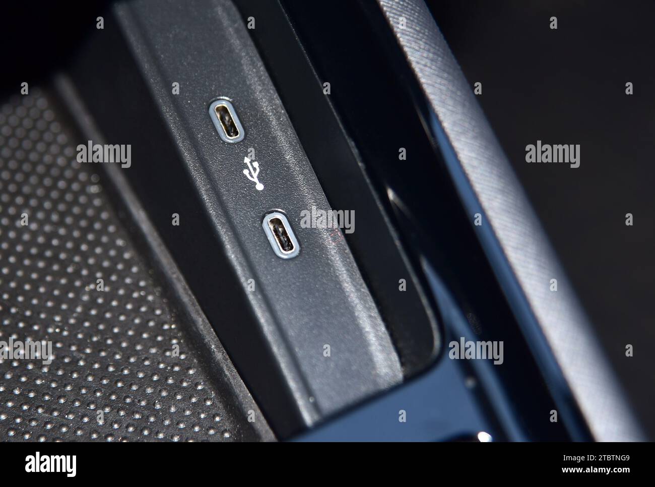 Two usb ports on the dashboard of a modern passenger car Stock Photo ...