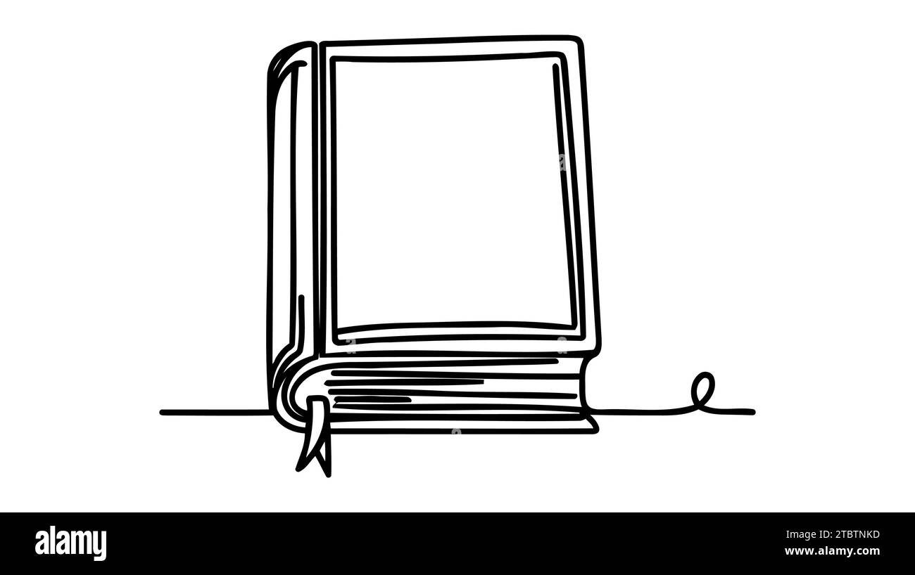 Single one line drawing of text book for study. Back to school ...